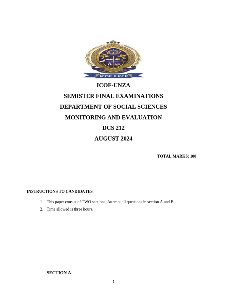 Monitoring and Evaluation DCS 212 | PDF