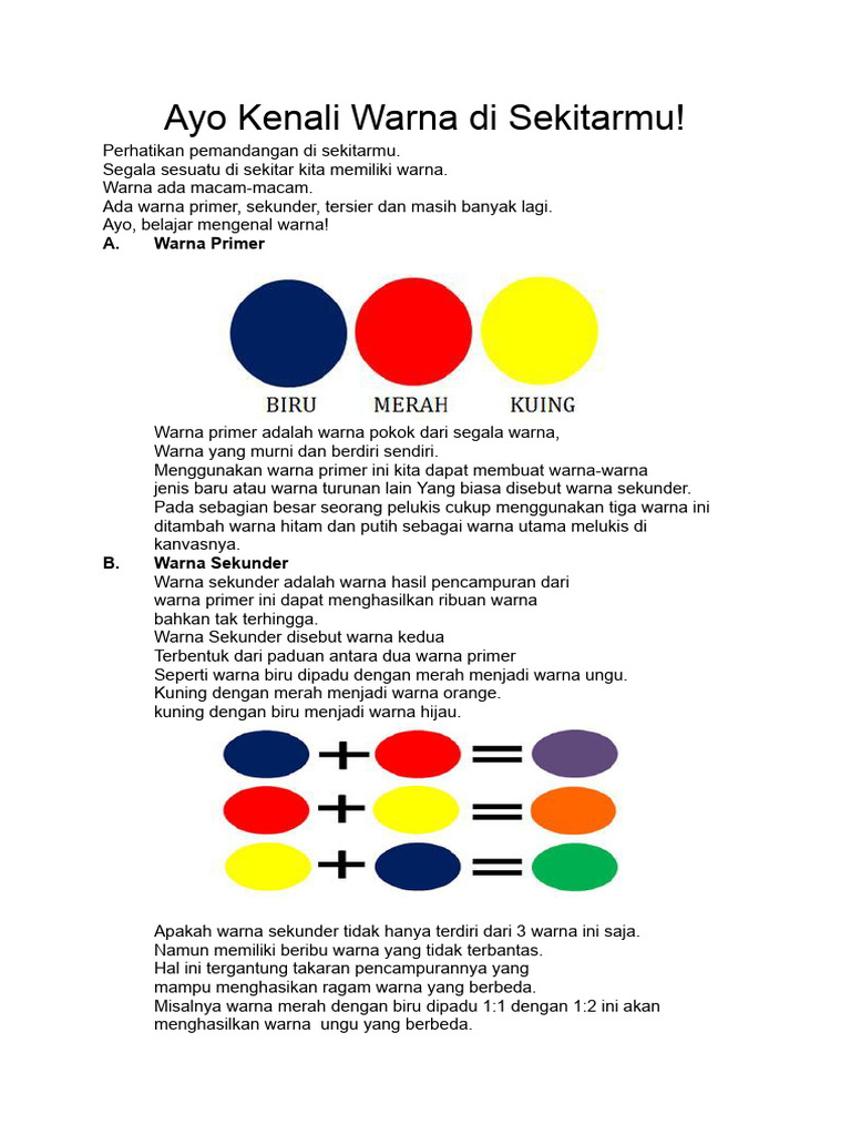 Ayo Kenali Warna Di Sekitarmu | PDF