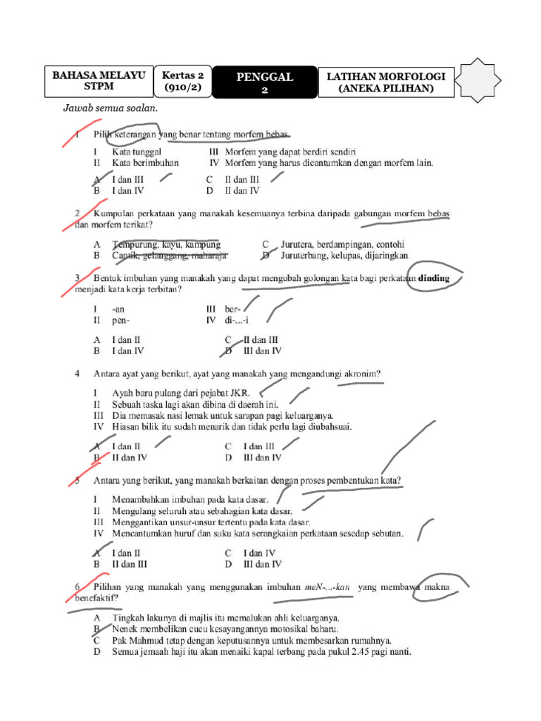 Morfologi Soalan OBJ C | PDF
