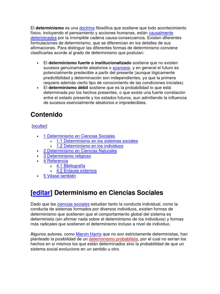 El Determinismo Es Una Doctrina Filosófica Que Sostiene Que Todo ...