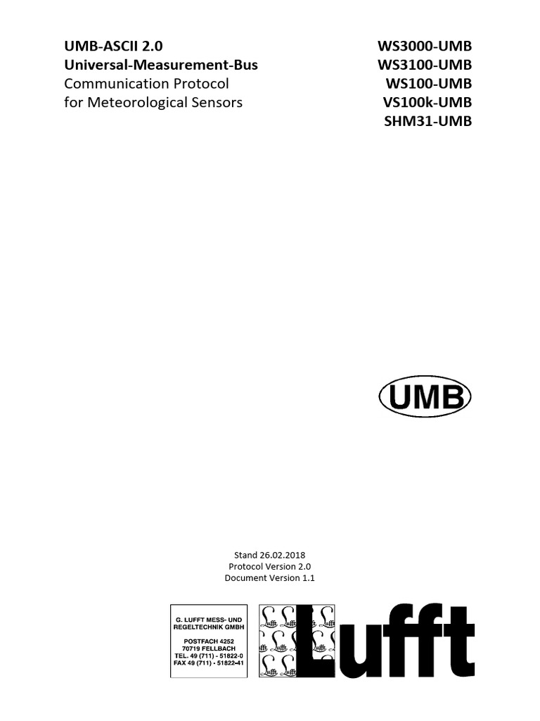 Manual Lufft Umb-Ascii 2 0 v11 en | PDF