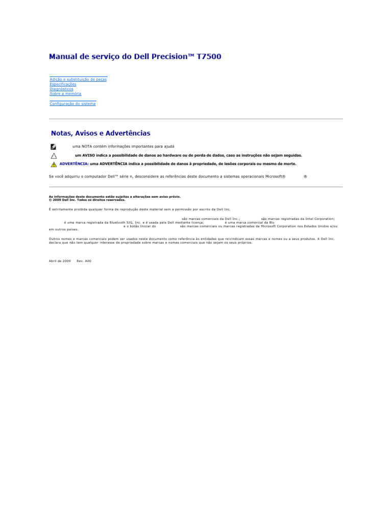 Precision-T7500 - Service Manual - PT-BR | PDF