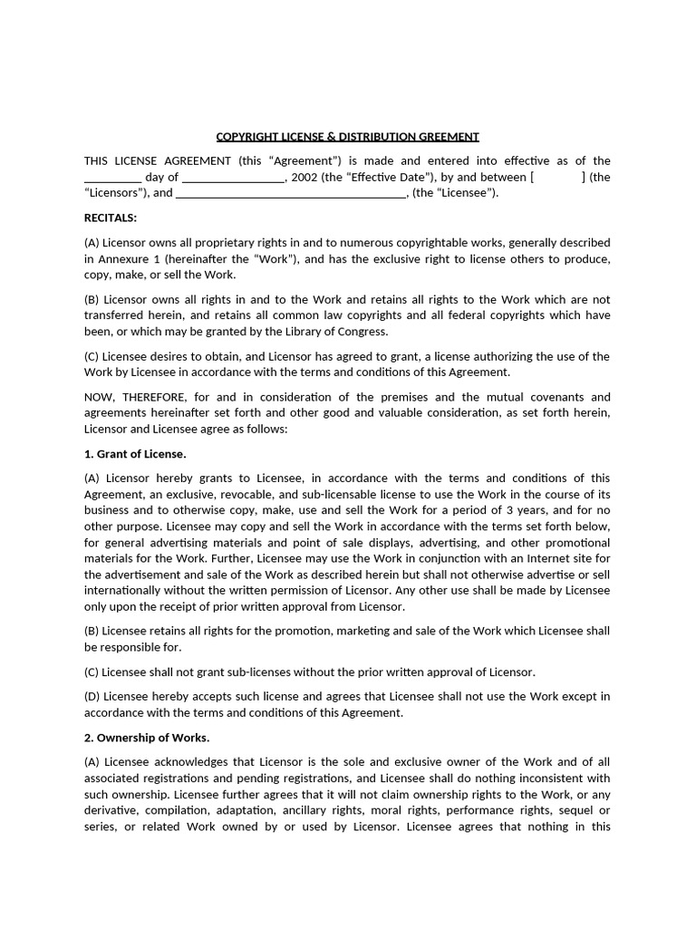 Copyright License Agreement Template | PDF