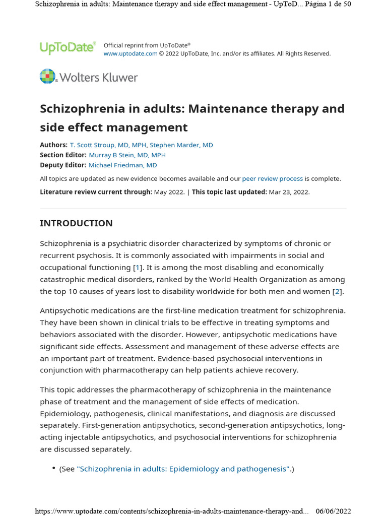 Schizophrenia in Adults - Maintenance Therapy and Side Effect ...