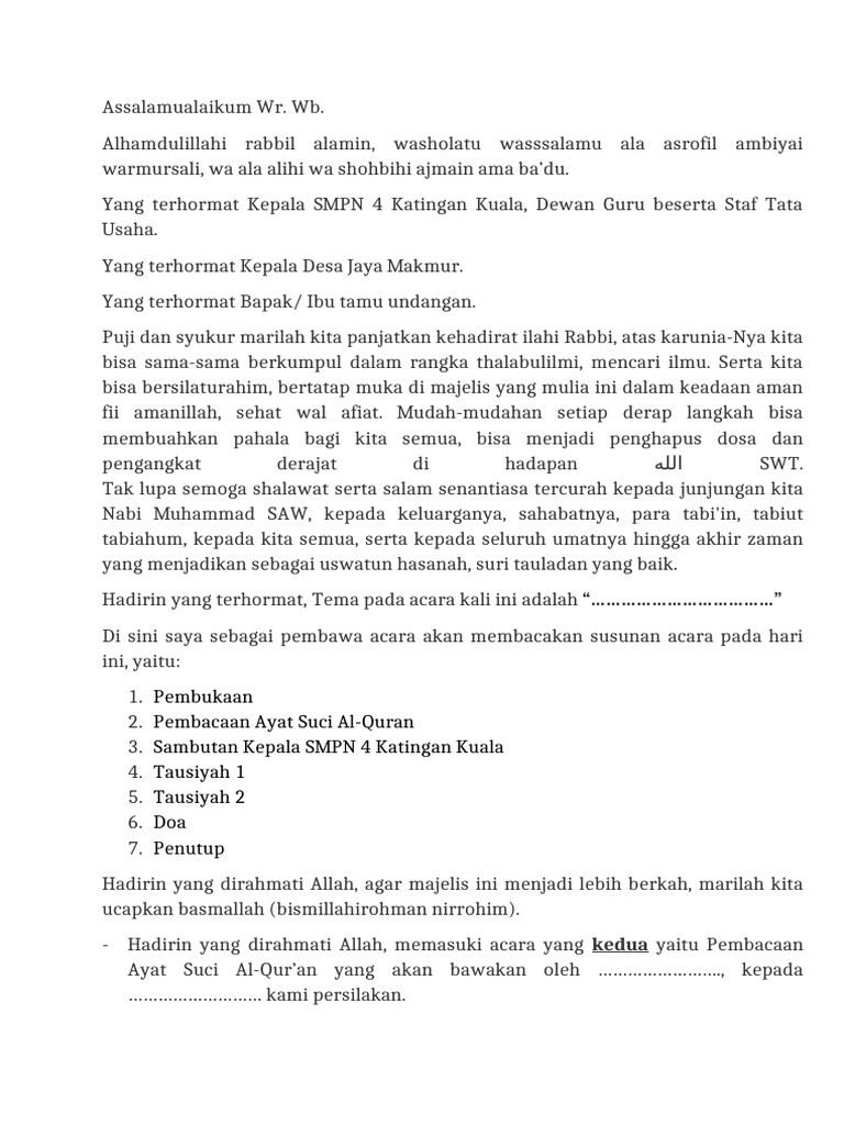 Susunan Acara Pengajian | PDF