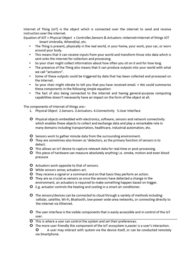 Q1 A) Define and Explain The Internet of Things.: Example | PDF