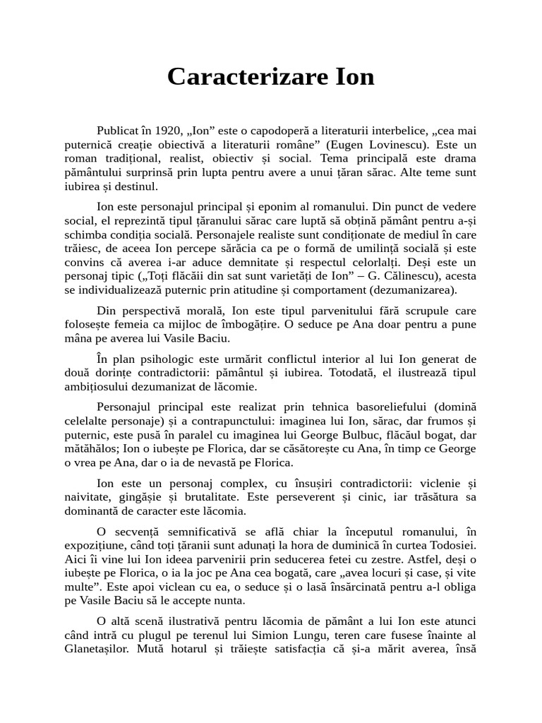 Caracterizare Ion | PDF