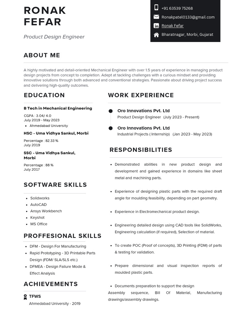 Ronak Fefar Resume | PDF