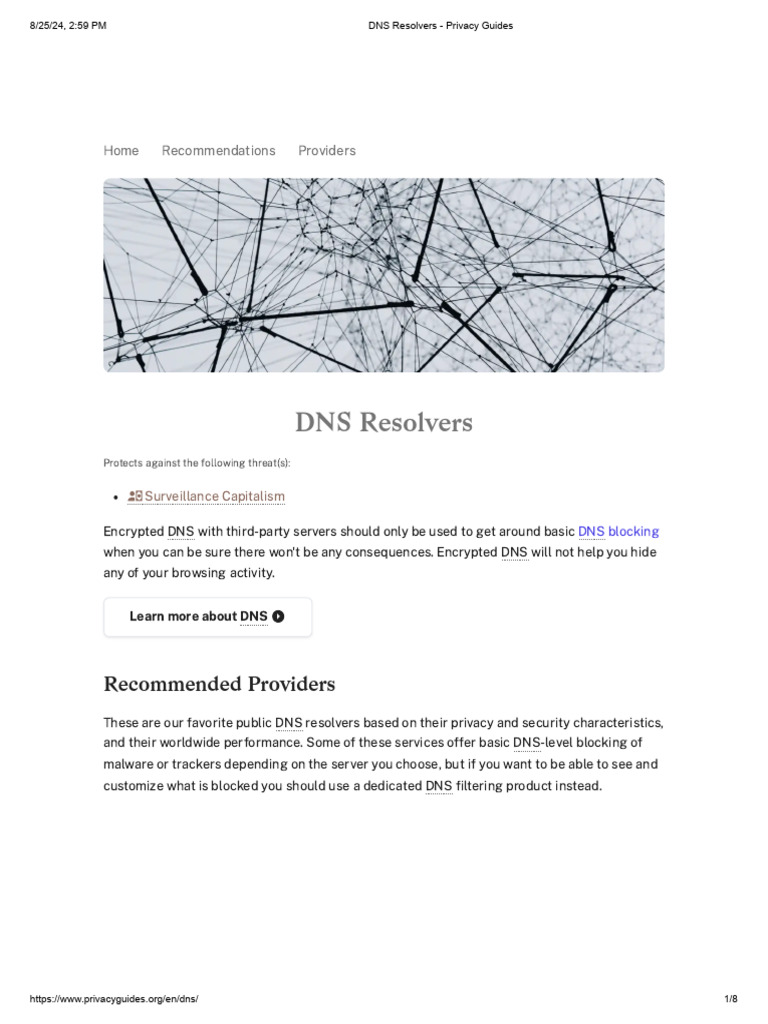 DNS Resolvers - Privacy Guides | PDF | Domain Name System | Network Architecture