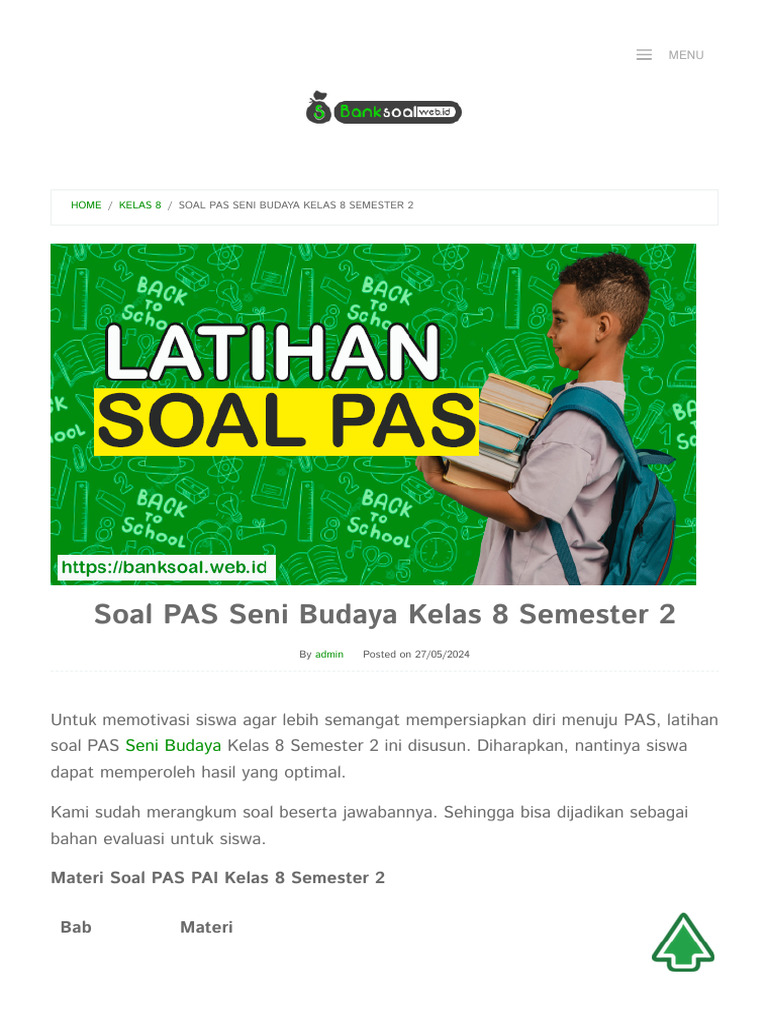 Soal PAS Seni Budaya Kelas 8 Semester 2 | PDF