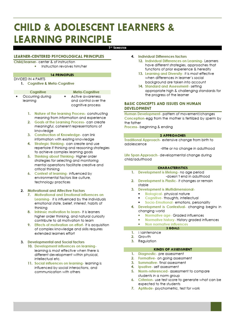 Child and Adolescent Learners and Learning Principles | PDF