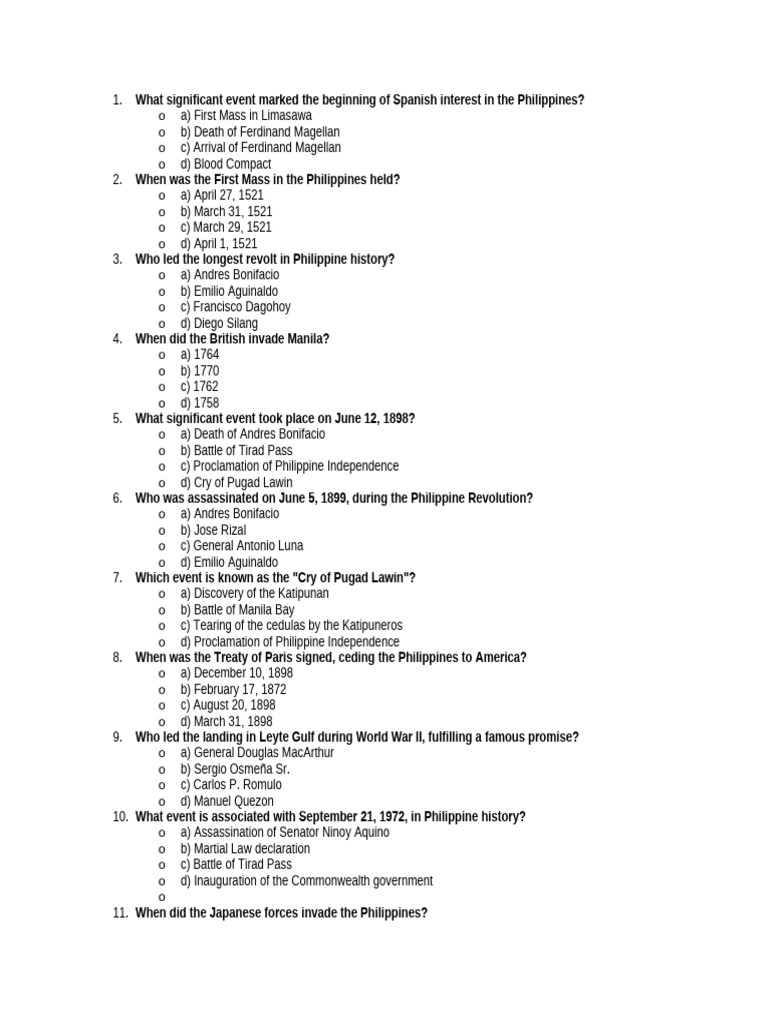 Philippine History Quiz | PDF