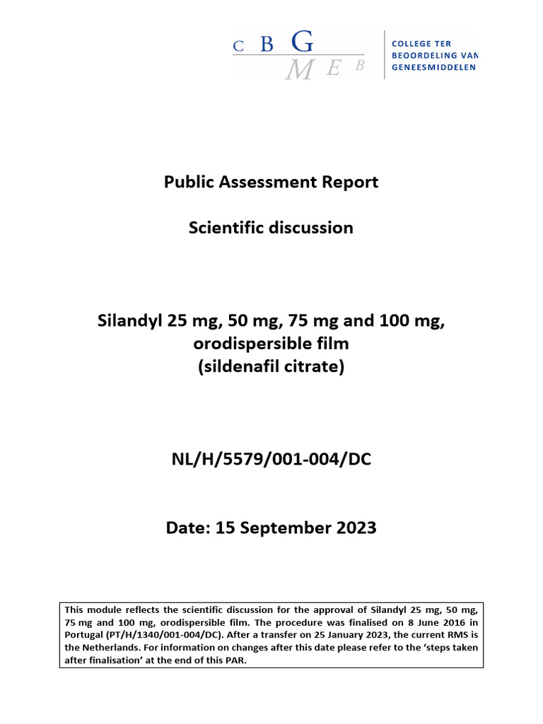 Silandyl 25 MG, 50 MG, 75 MG and 100 MG, Orodispersible Film | PDF