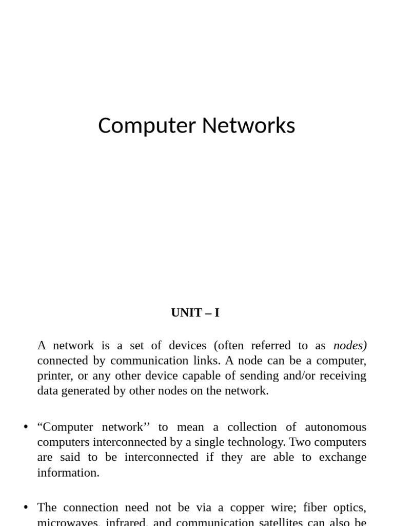 Computer Networks Unit 1 | PDF