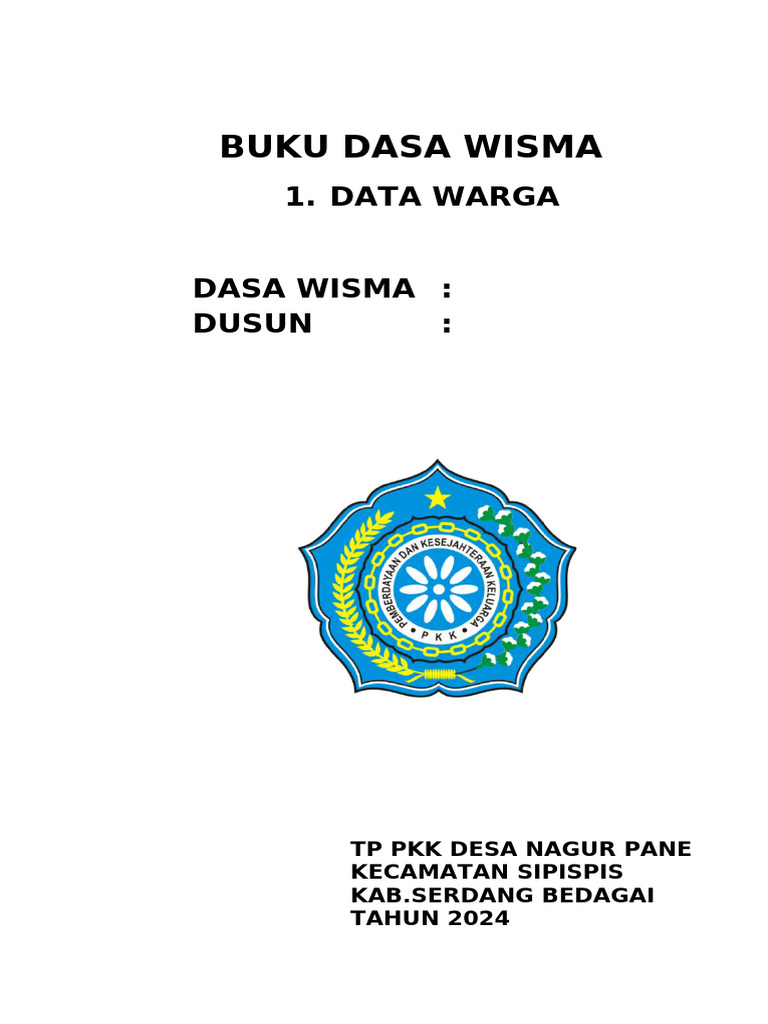 Cover Buku Dasawisma (Data Warga) | PDF