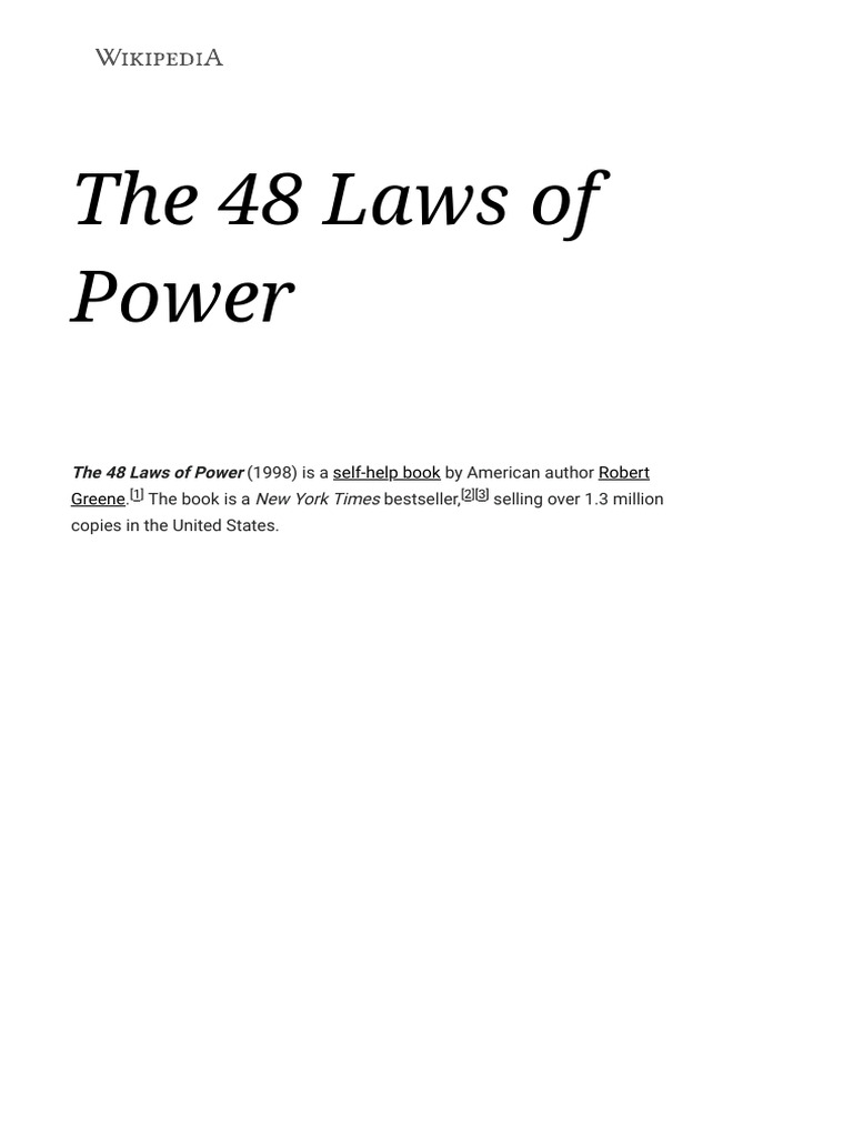 The 48 Laws of Power - Wikipedia | PDF