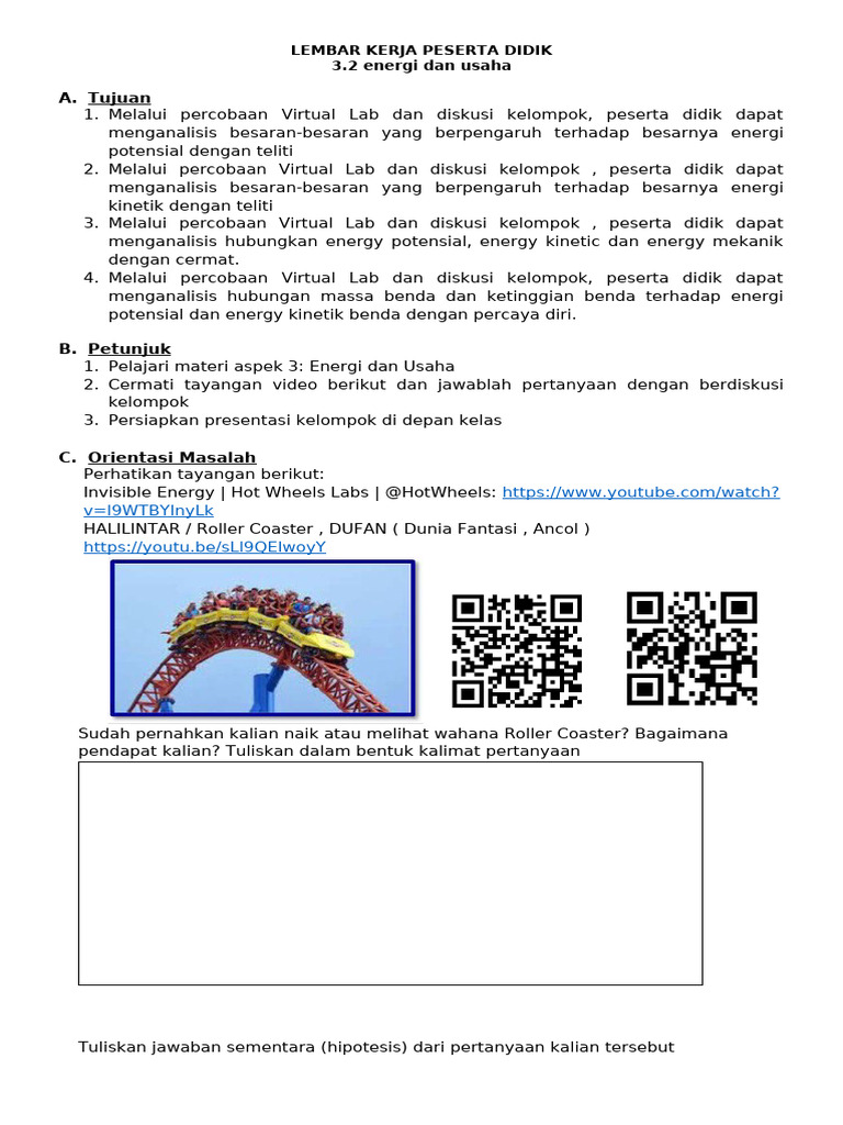 LKPD 3.2 Energi Dan Usaha Fiks | PDF