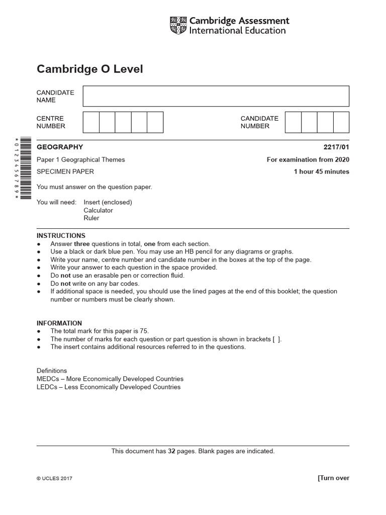 2020 Specimen Paper 1 | PDF