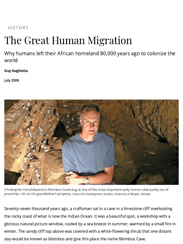 The Great Human Migration History Smithsonian Magazine | PDF