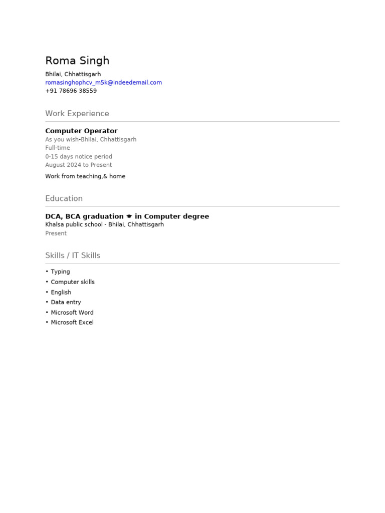 Resume Roma Singh | PDF