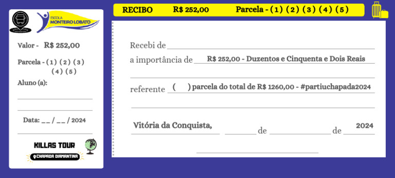 Talão de Recibo de Pagamento Simples Branco e Azul - 20240516 - 112627 ...