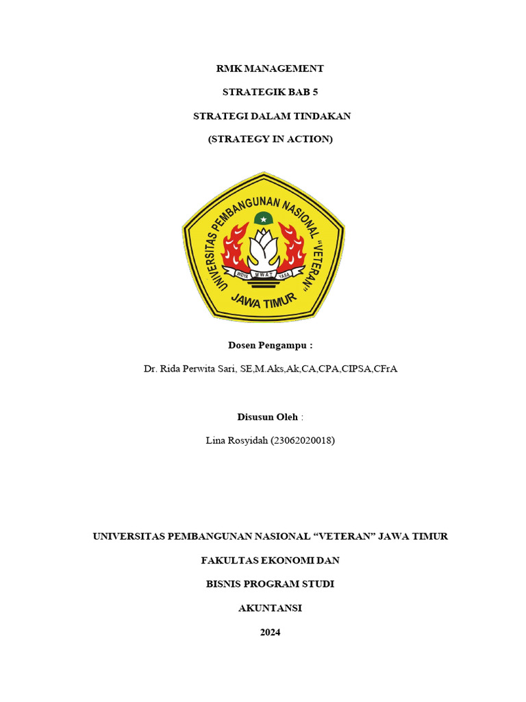 RMK Management Strategik Bab 5 - Lina R | PDF