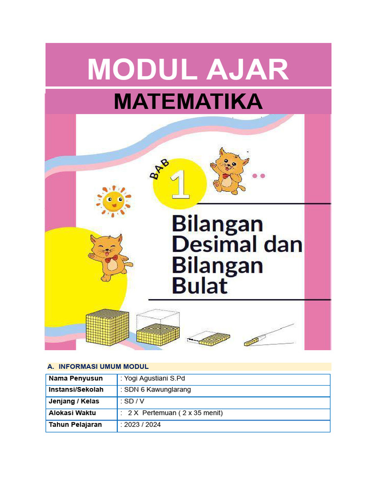 Modul Ajar Matematika Kls 5 | PDF