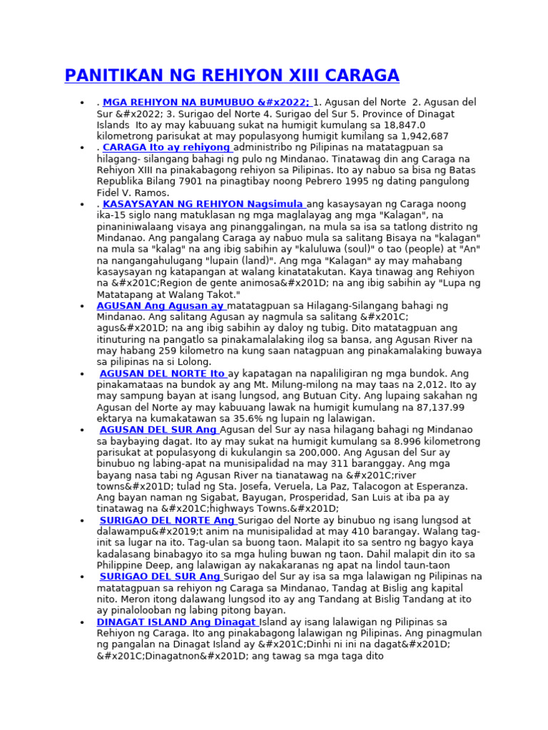 Panitikan NG Rehiyon Xiii Carag1 1111 | PDF | Philippines | Languages ...