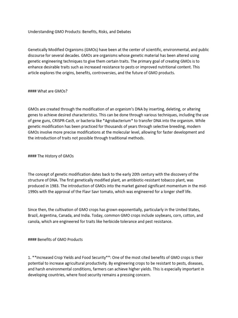 Understanding GMO Products | PDF