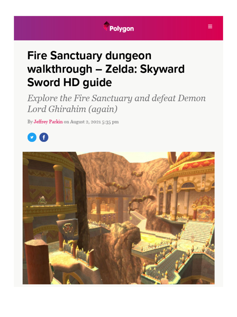 Fire Sanctuary Dungeon Walkthrough - Skyward Sword HD - Polygon | PDF