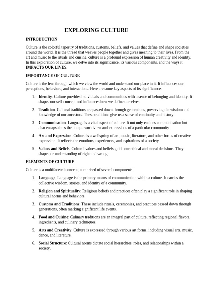 EXPLORING CULTURE | PDF