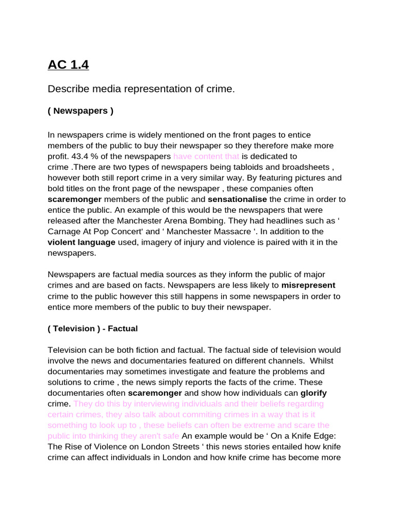 CRIMINOLOGY WJEC 1.4 Examples You Should Use This Hehehe | PDF