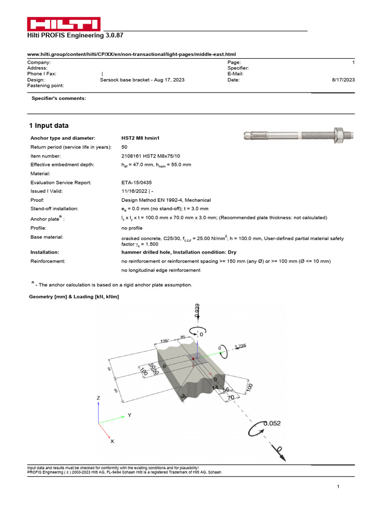 Bottom Plate Hilti Check 5x70x100mm | PDF