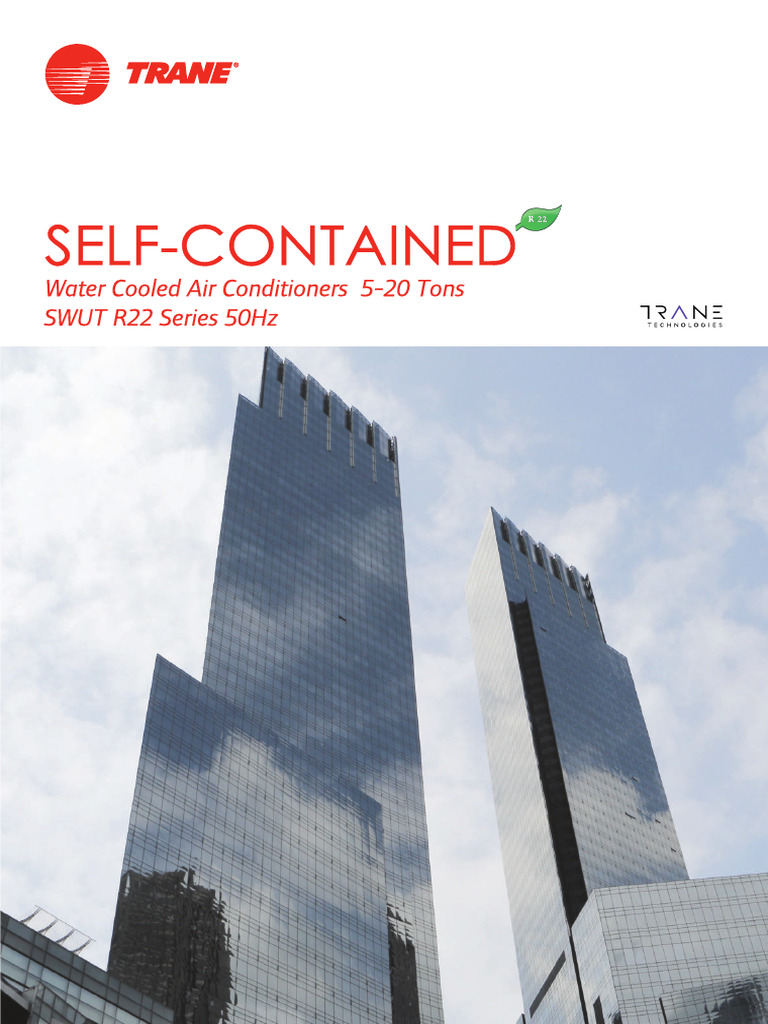 TRANE Self Contained Water Cooled Air Conditioners 5-20 Tons SWUT R22 ...