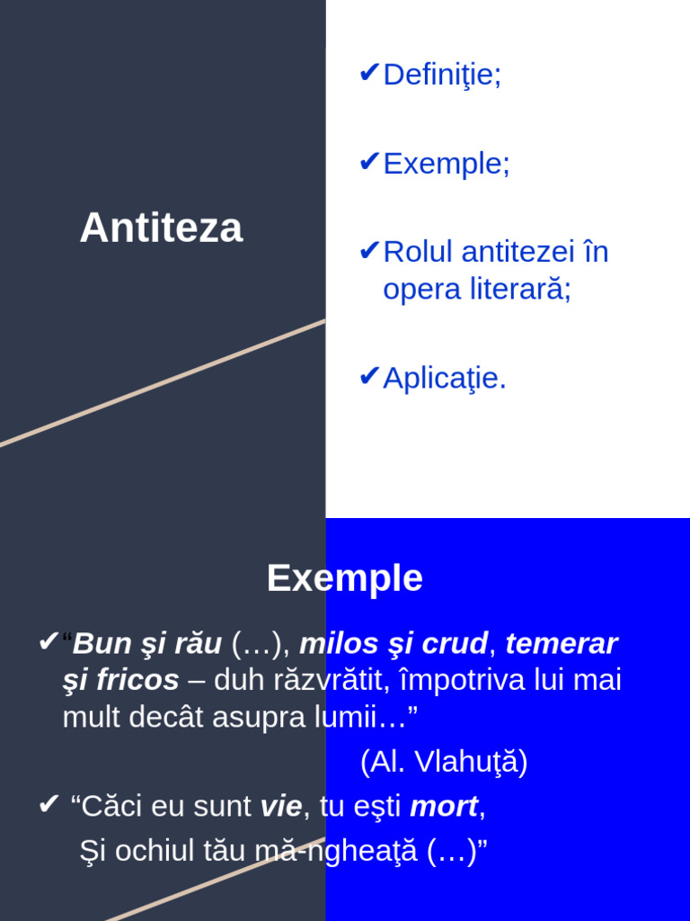 Antiteza - PPT Predare Si Aplicatie | PDF