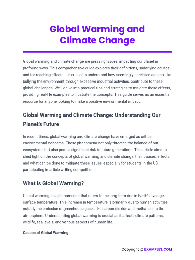 Global Warming and Climate Change | PDF