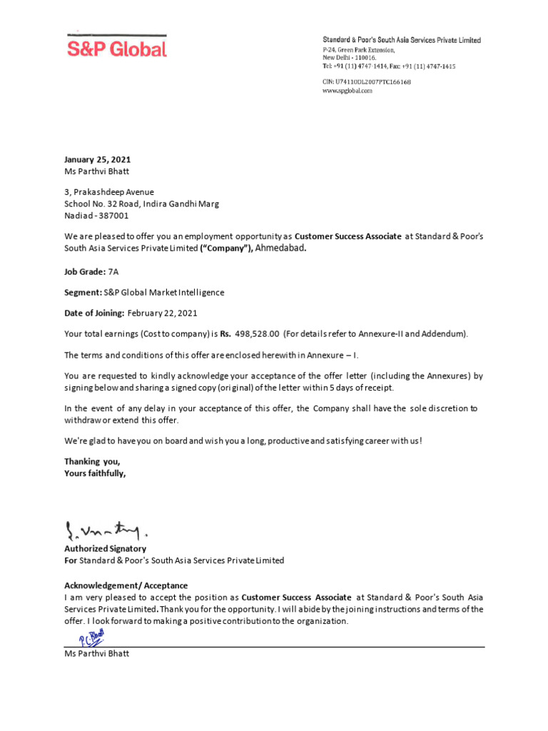 S&P Global Customer Success Associate Offer | PDF | Parental Leave ...