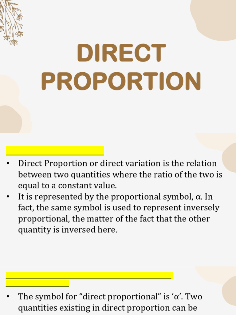 Lesson 2.2 - Types of Proportions (Direct Proportion) | PDF
