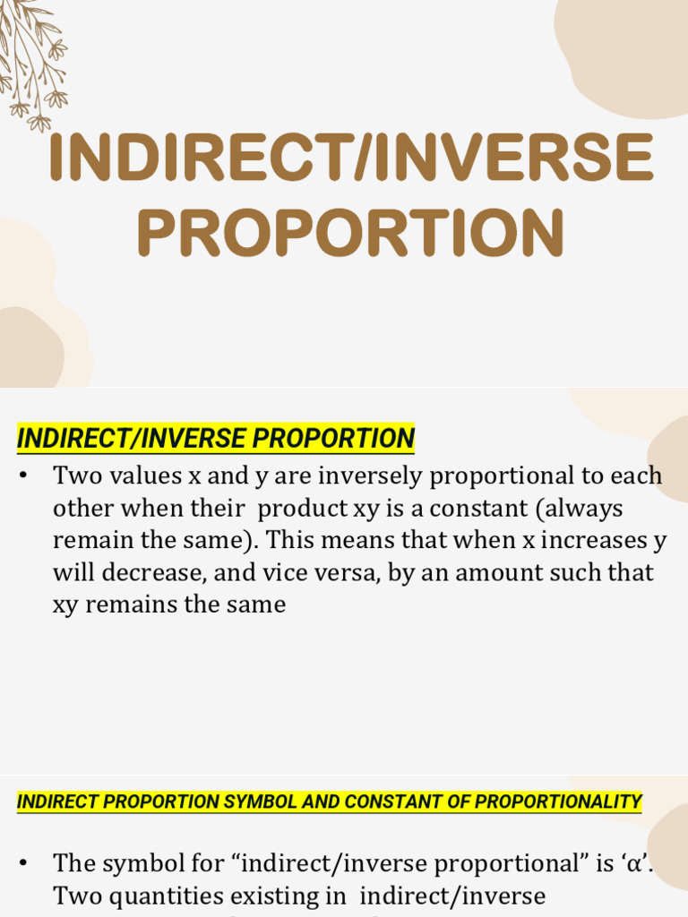 Lesson 2.2 - Types of Proportions (Indirect Proportion) | PDF