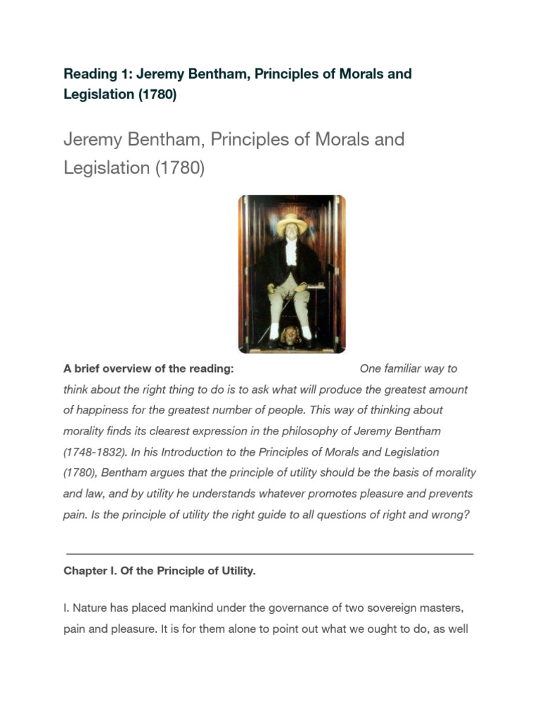 Jeremy Bentham Utilitarian Principle | PDF