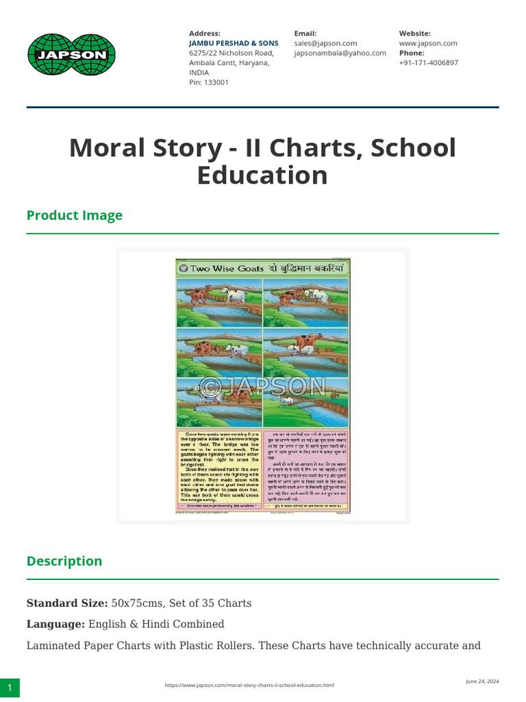 Moral_Story_-_II_Charts,_School_Education | PDF