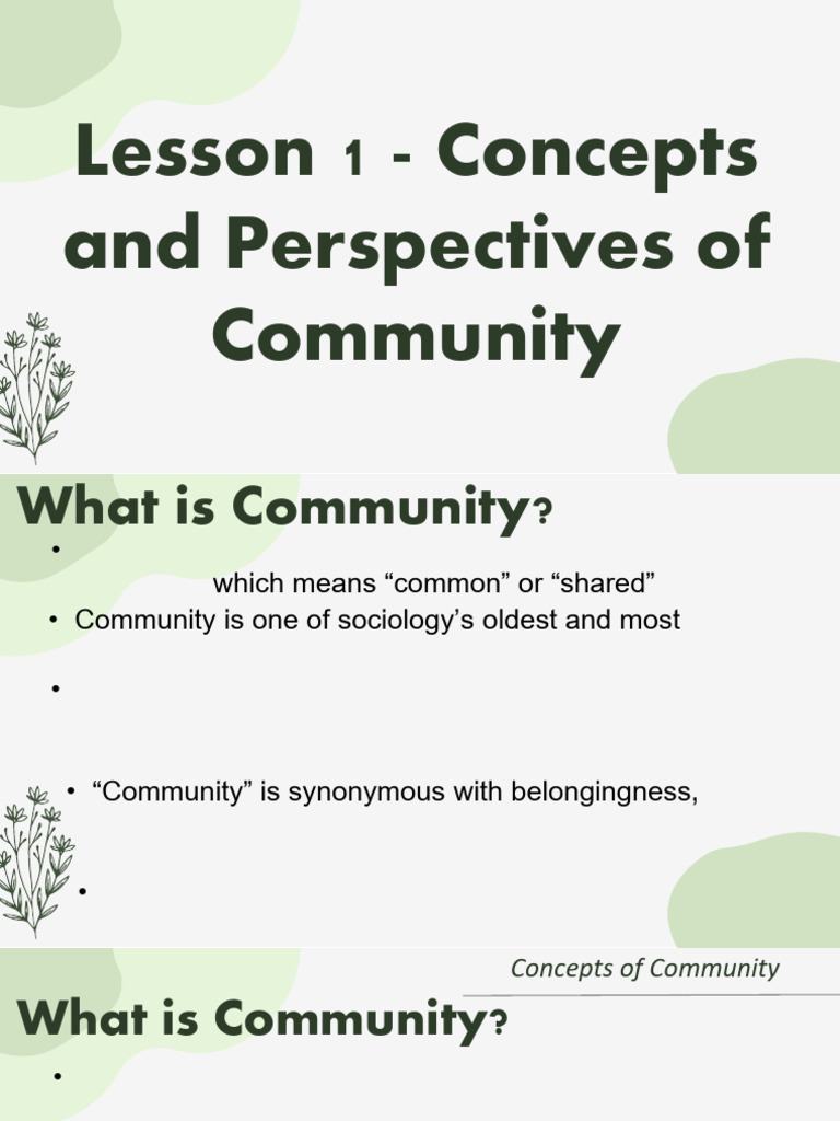 LESSON 1 - Concepts and Perspective of Community | PDF