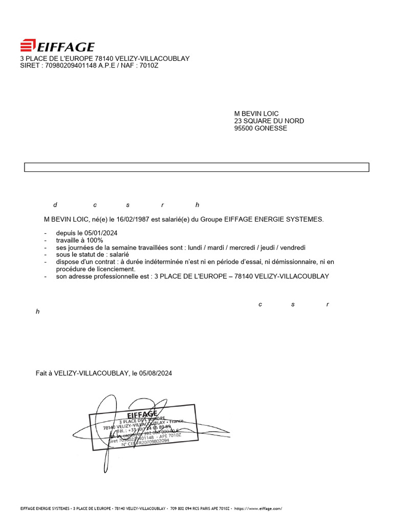 Attestation Emp | PDF