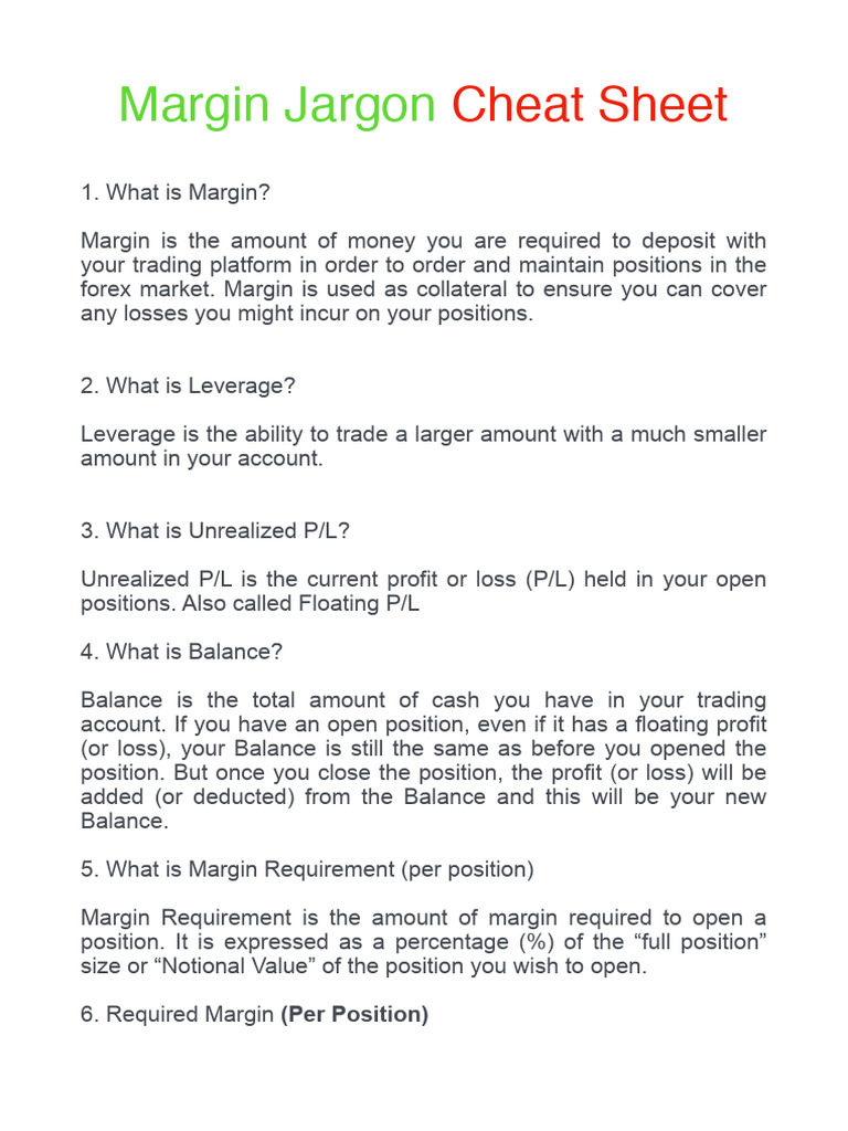 1.1 Margin Jargon cheat sheet downloadable | PDF