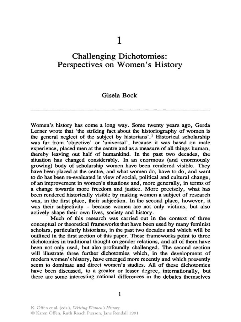 Challenging Dichotomies: Perspectives in Women's History | PDF ... Challenging Dichotomies: Perspectives in Women's History | PDF ...