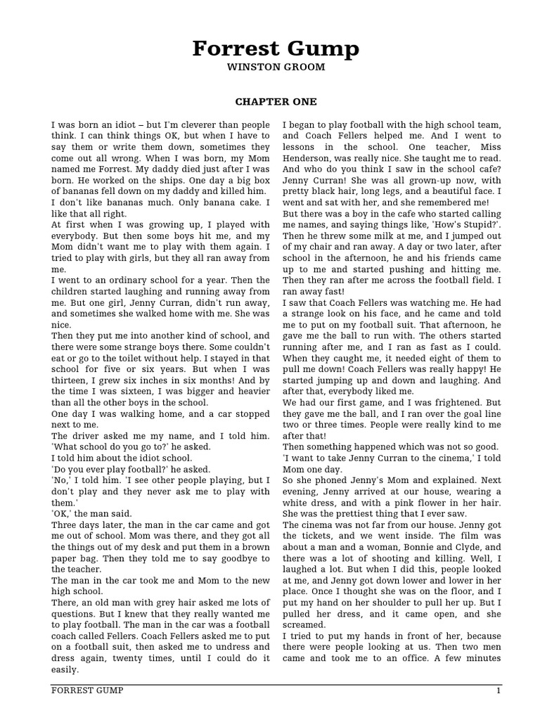 Forrest Gump Short Story | PDF