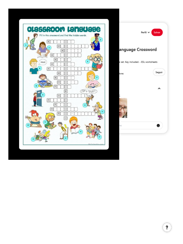 Classroom Language Crossword Puzzle | PDF