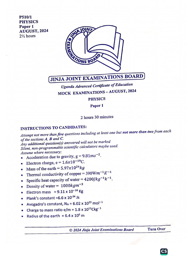 JJEB Mock PHY Paper 1 2024 | PDF