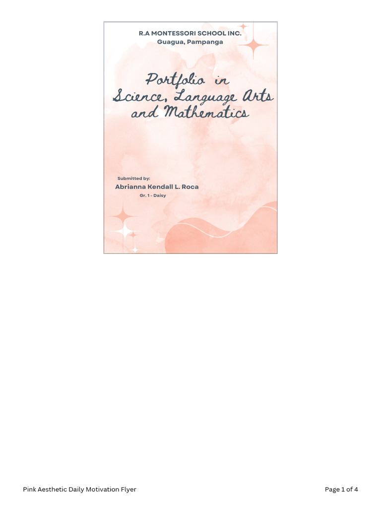 Portfolio in Science, Language Arts & Mathematics | PDF