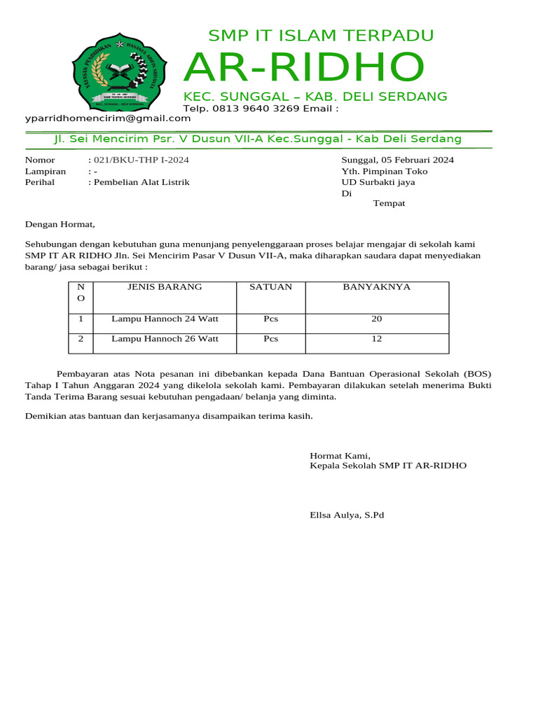 Surat Permintaan Barang Fix | PDF